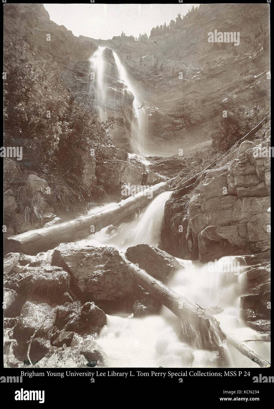 A photograph of Bridal Veil Falls in Provo Canyon, Utah, captured by C ...