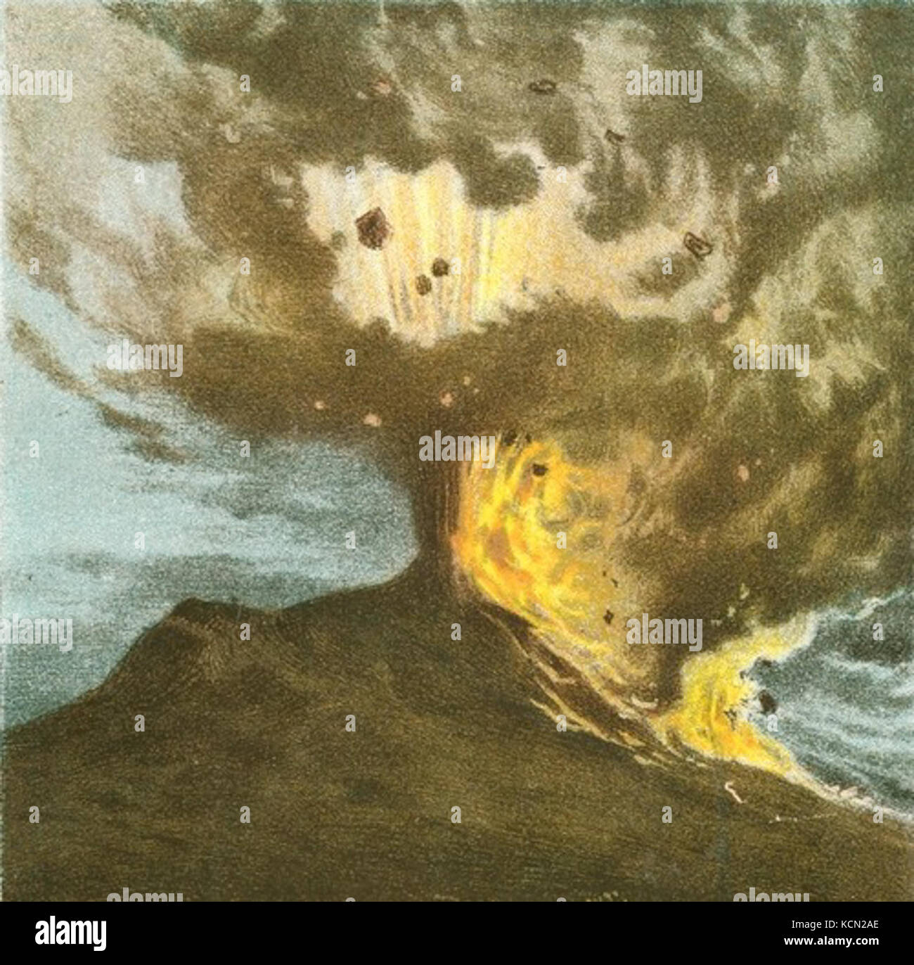 Erupting Volcano Drawing Stock Photo - Alamy