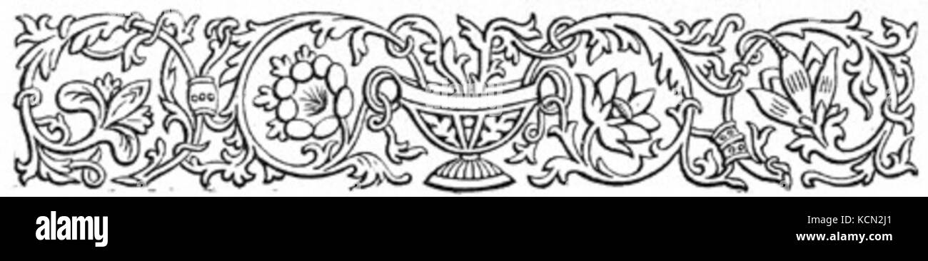 This decorative border featuring flowers and a vase is an example of ...