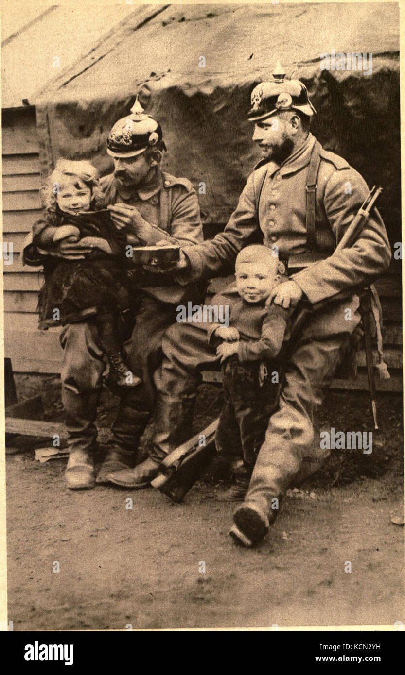German soldiers with Belgian orphans Stock Photo - Alamy
