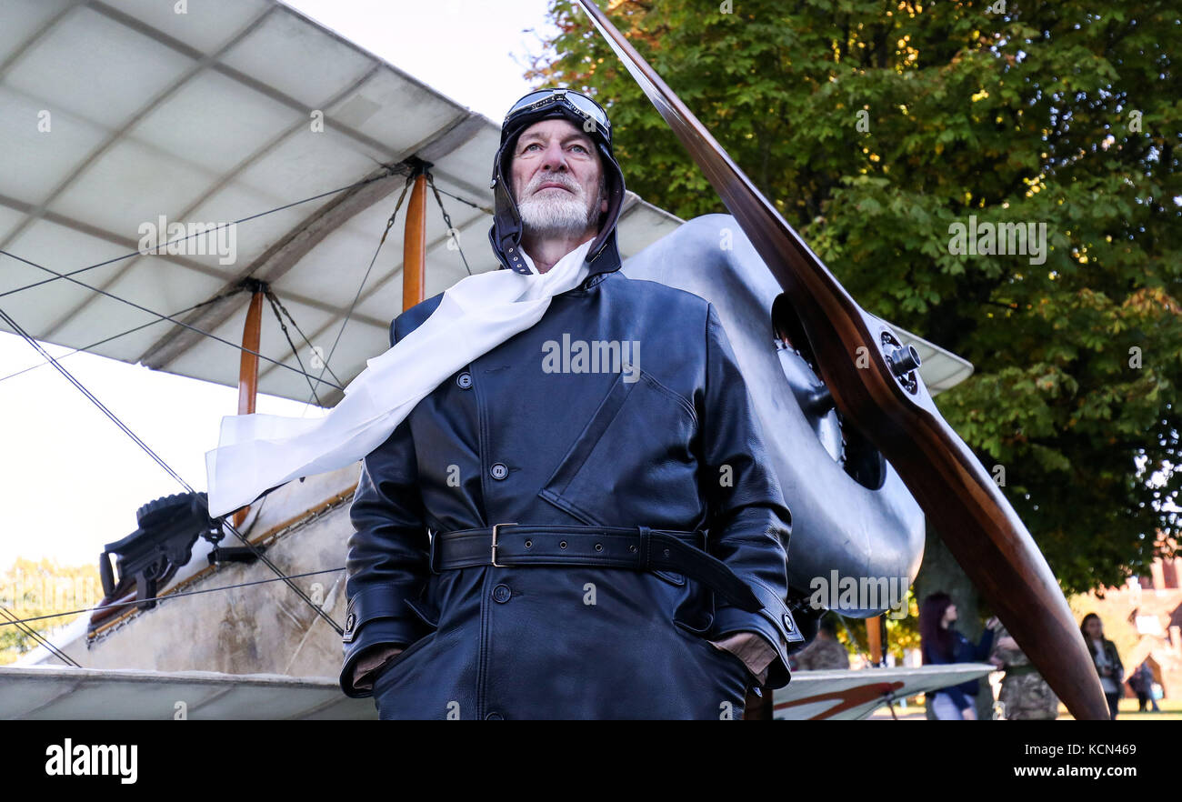 David Bremner stands in front of his Bristol Scout bi-plane at the ...