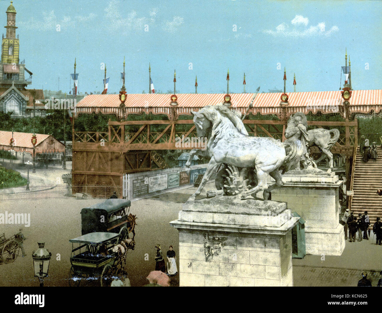 This photograph captures a historical moment during the 1889 Exposition ...