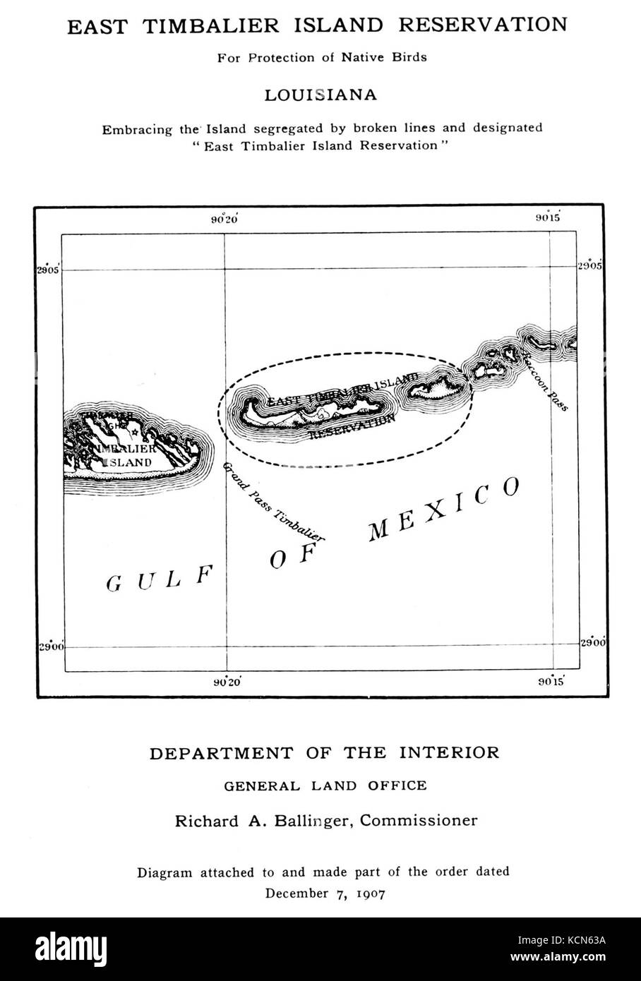 East Timbalier Island Reservation EO 718 illustration Stock Photo - Alamy