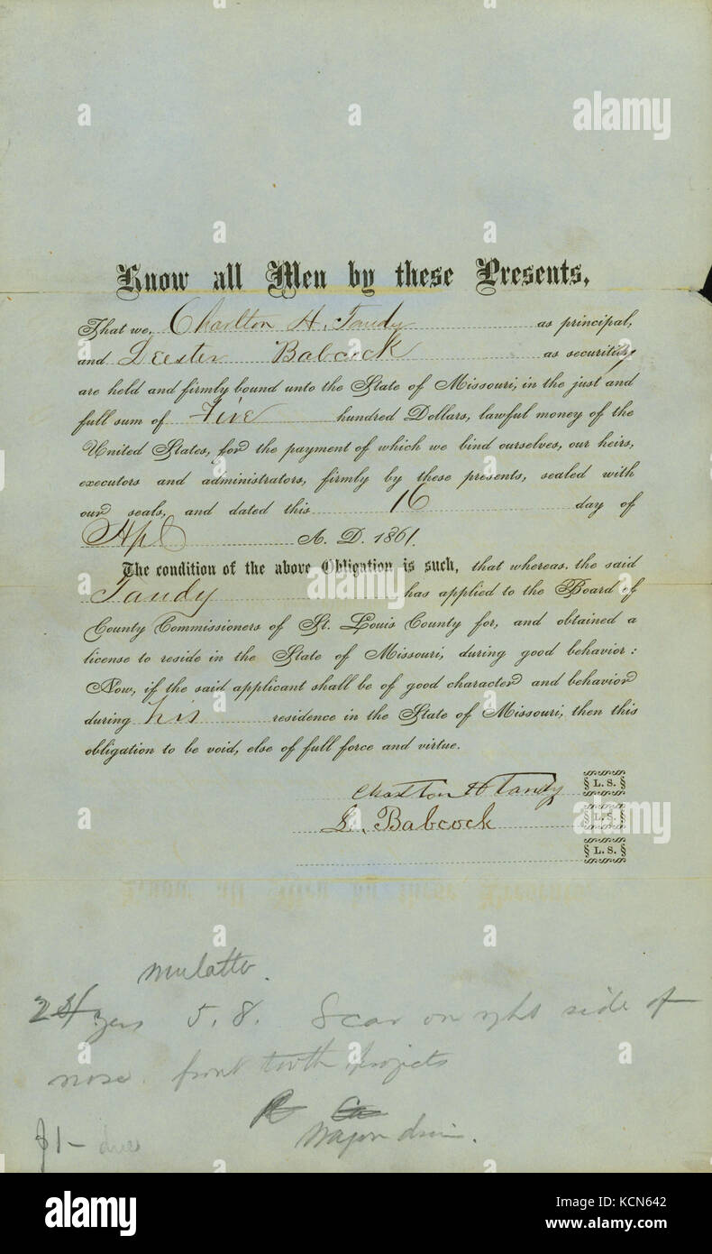 Charlton H. Tandy Free Negro Bond Stock Photo - Alamy