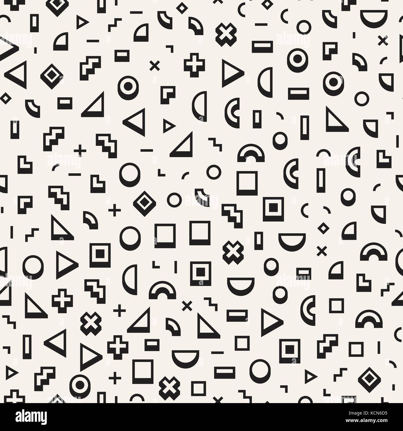 Scattered Geometric Shapes. Inspired by Memphis Style. Abstract ...