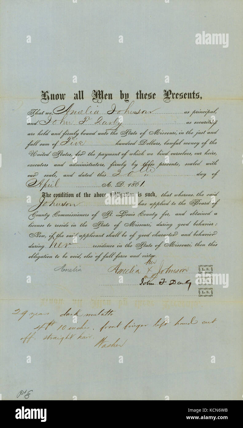 Amelia Johnson Free Negro Bond Stock Photo - Alamy