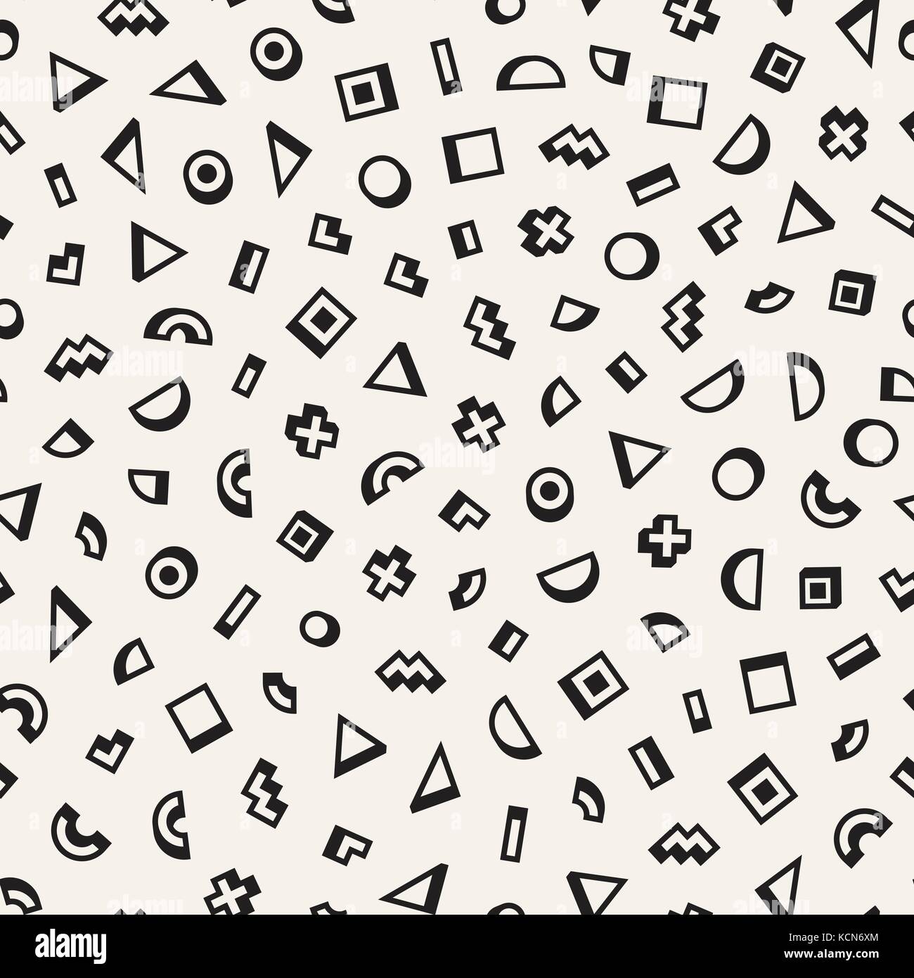 Scattered Geometric Shapes. Inspired by Memphis Style. Abstract ...