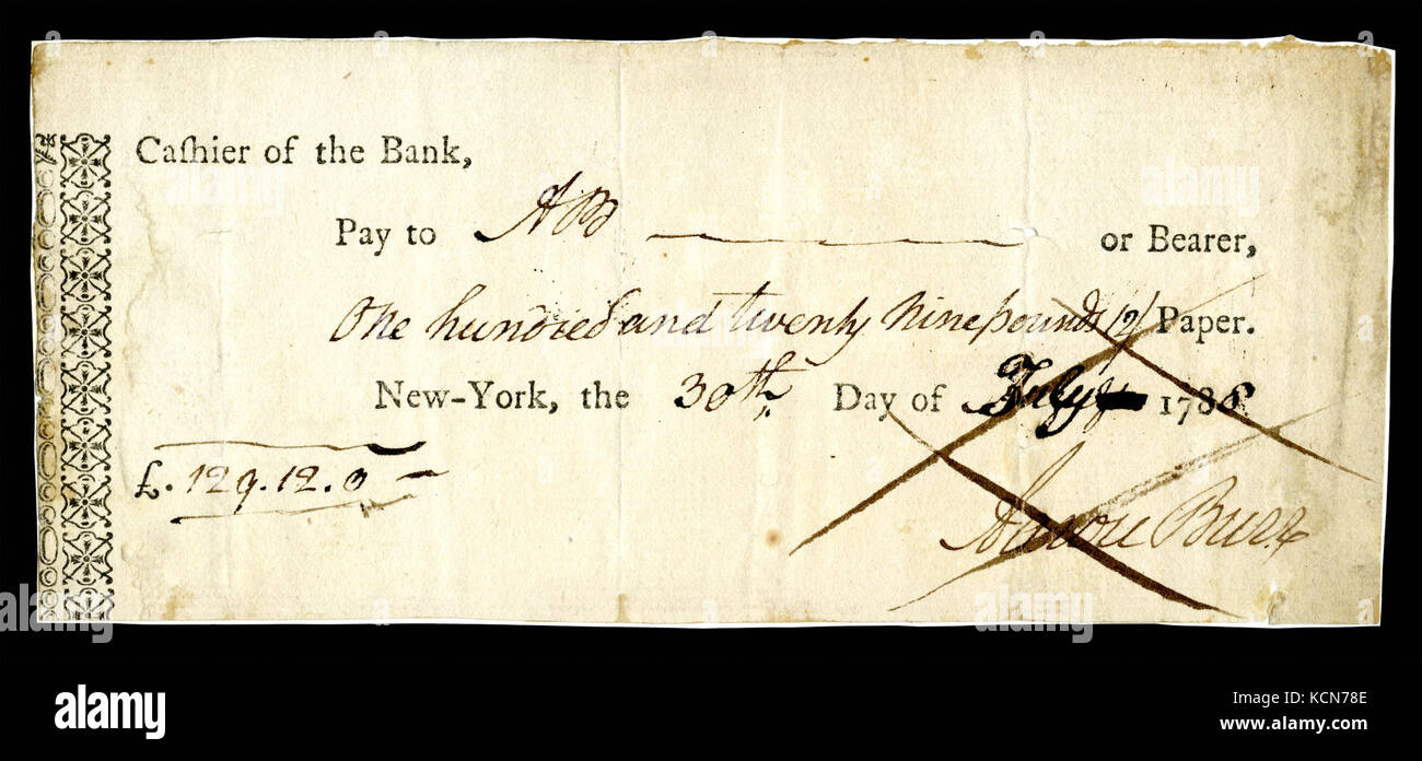 BURR, Aaron (signed check Stock Photo - Alamy