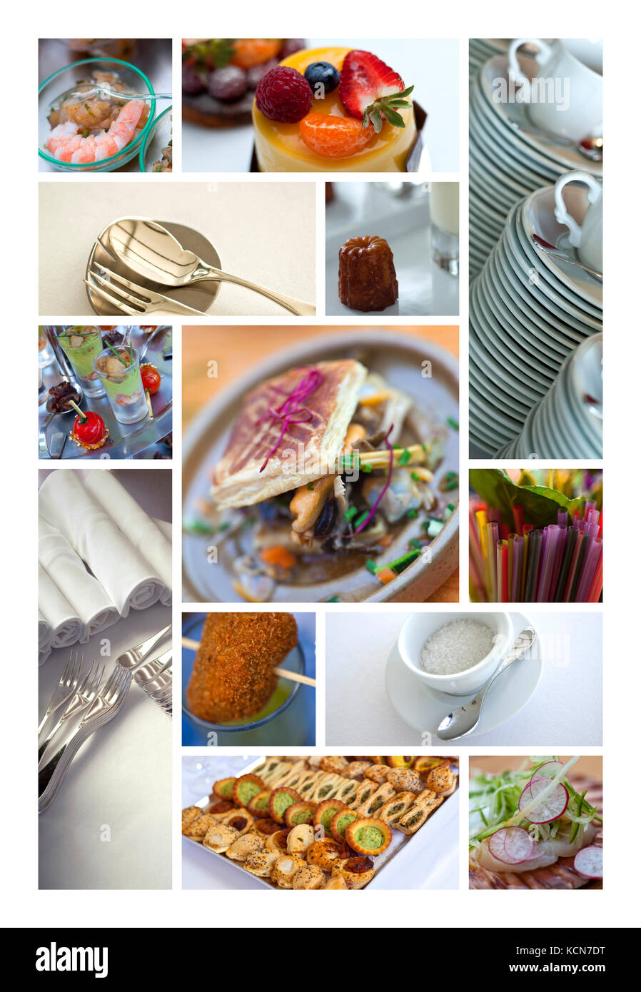 Dishes and cutlery on a restaurant collage Stock Photo - Alamy
