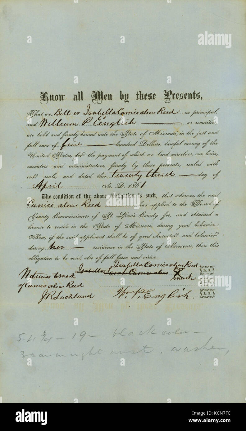 Bill or Isabella Corrico alias Reed Free Negro Stock Photo - Alamy