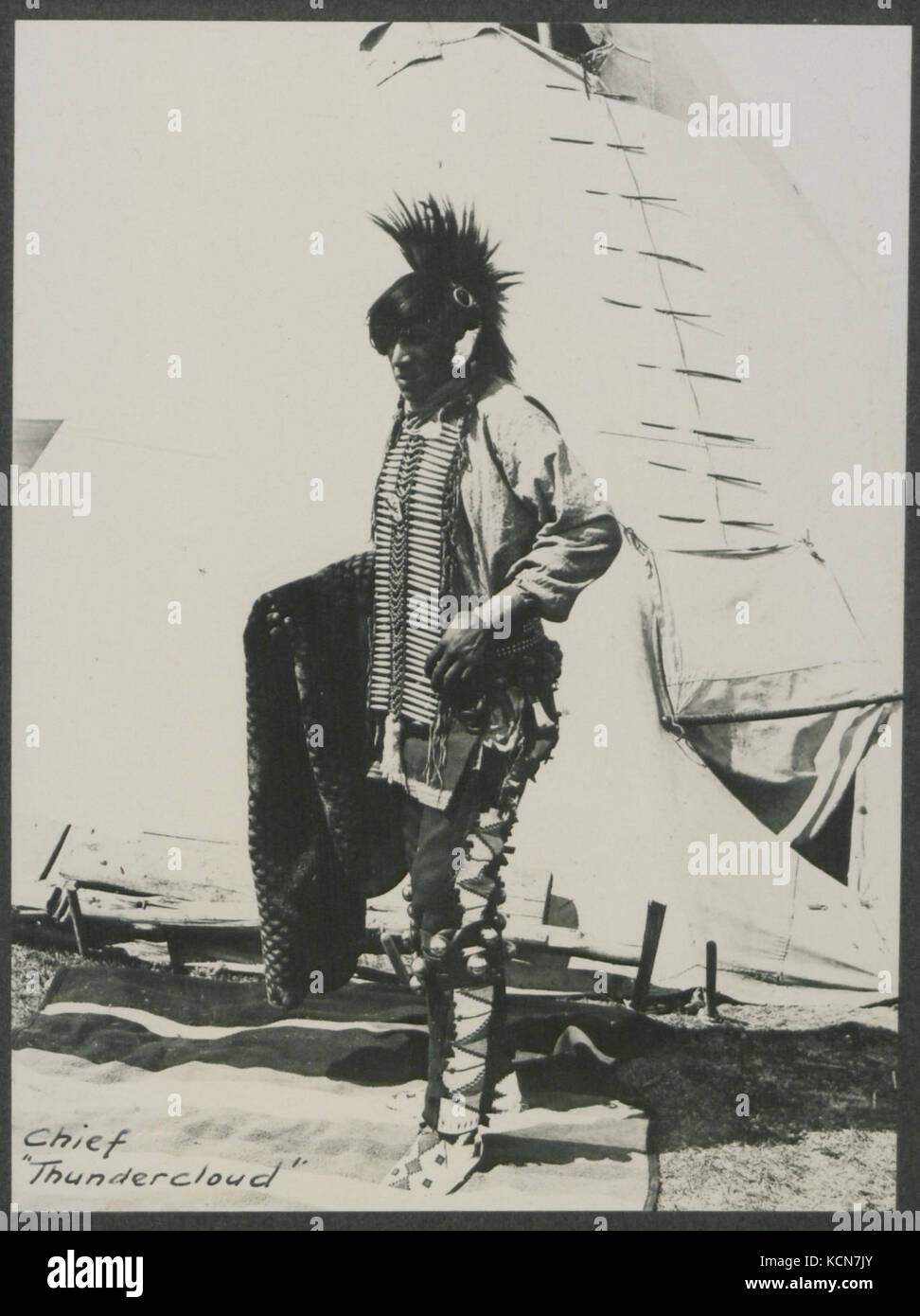 A portrait of Chief Thundercloud, a Native American figure, possibly ...