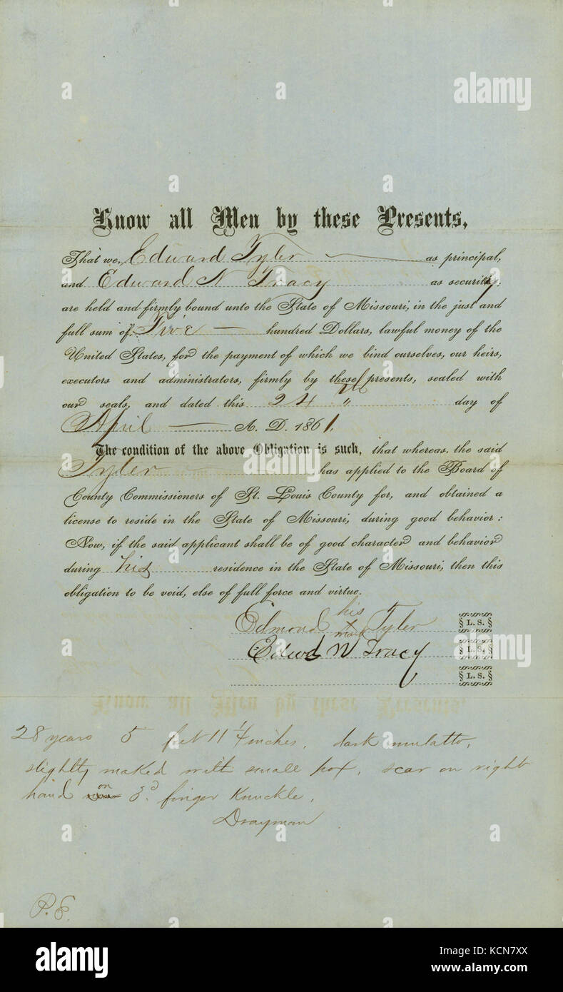 Edward Tyler Free Negro Bond Stock Photo - Alamy