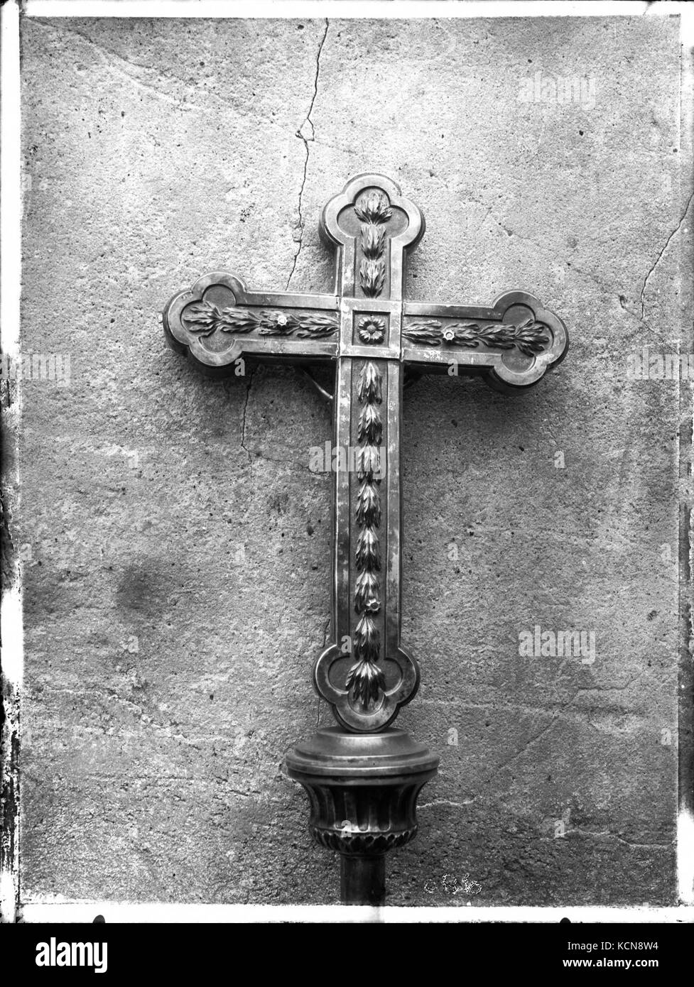 Detail on the reverse of a silver processional crucifix at Mission San ...