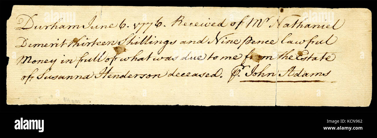 ADAMS, John (signed check Stock Photo - Alamy