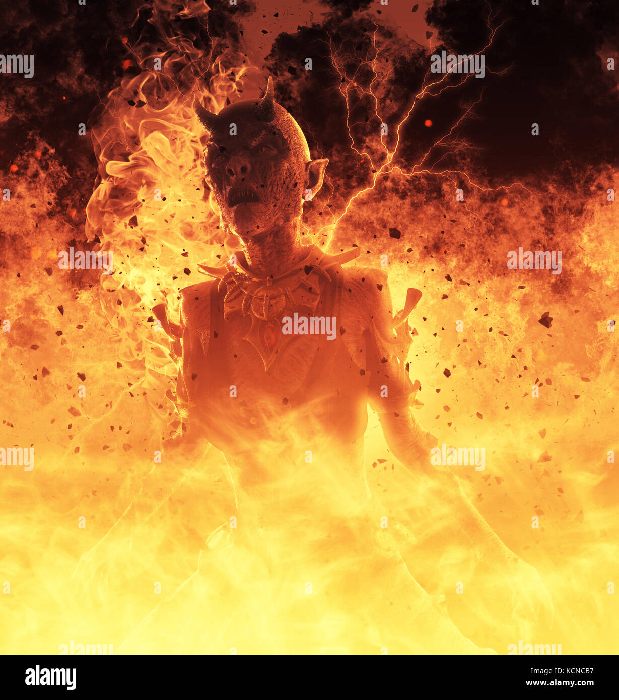 A woman demon burns in a hellfire 3d illustration Stock Photo - Alamy