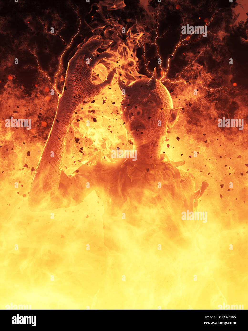 A woman demon burns in a hellfire 3d illustration Stock Photo - Alamy