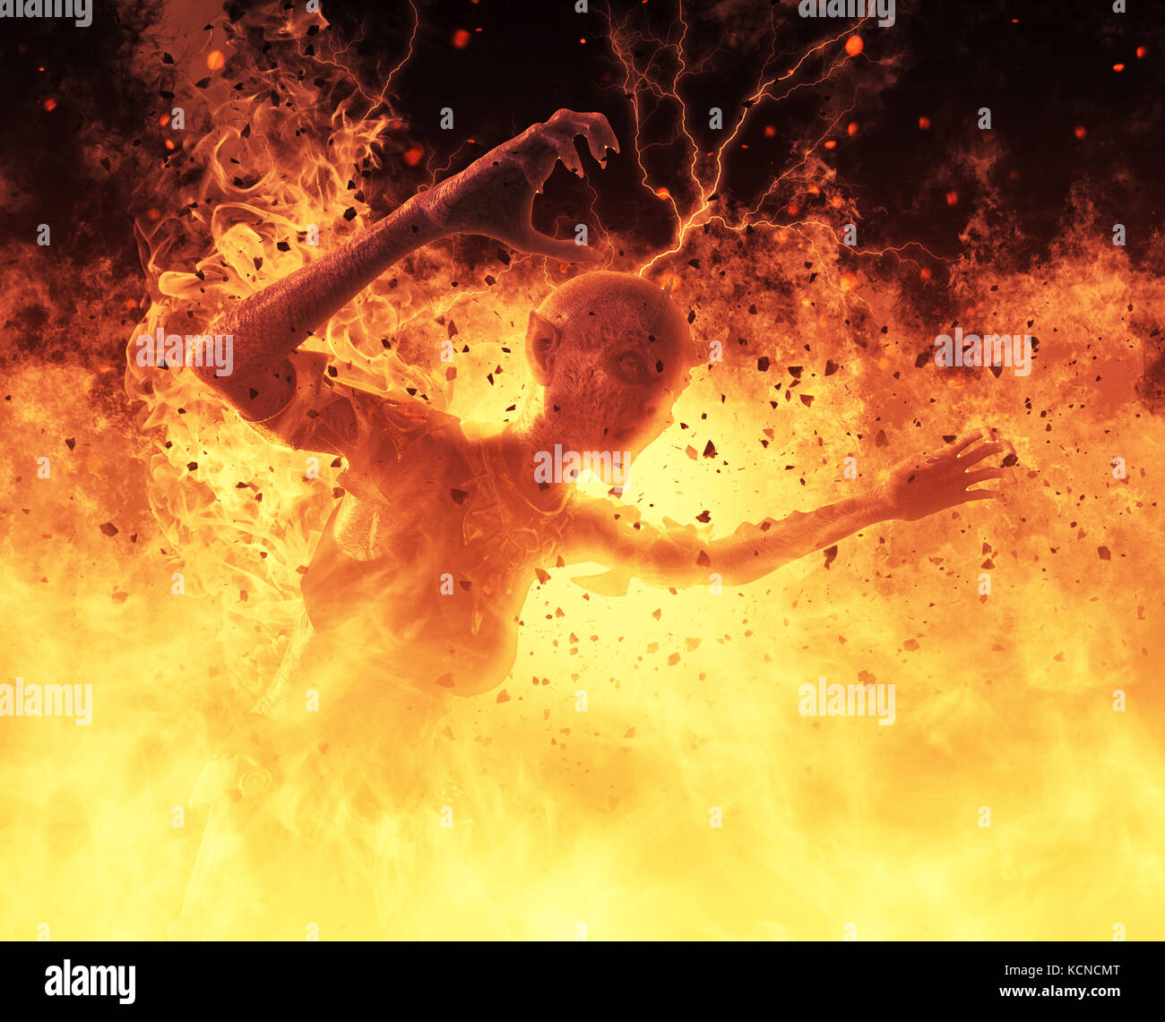 A woman demon burns in a hellfire 3d illustration Stock Photo - Alamy