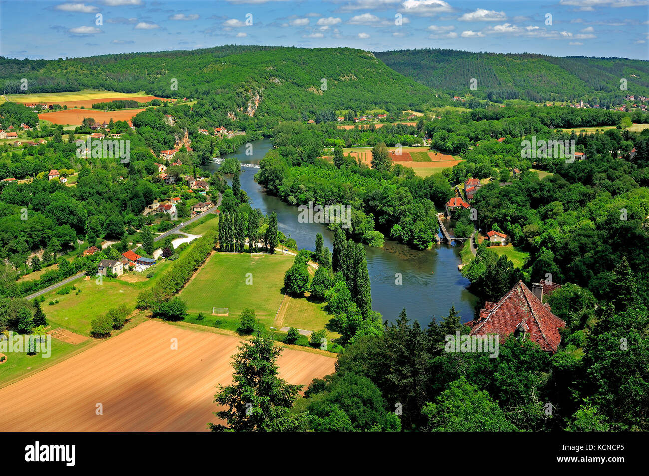 Lot River Valley viewed from Saint-Cirq-Lapopie, Lot Department, Midi ...