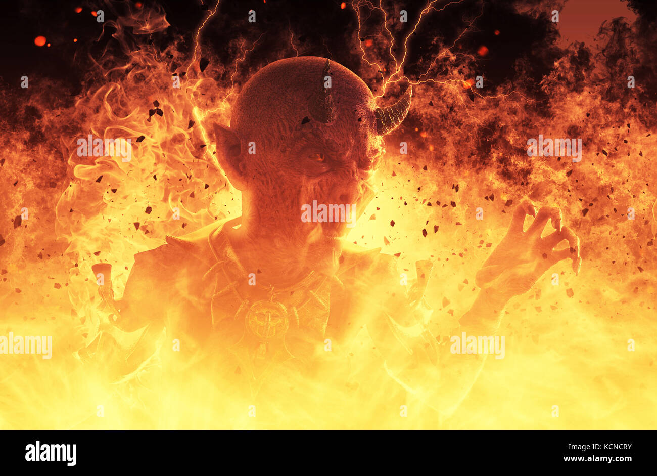 A woman demon burns in a hellfire 3d illustration Stock Photo - Alamy