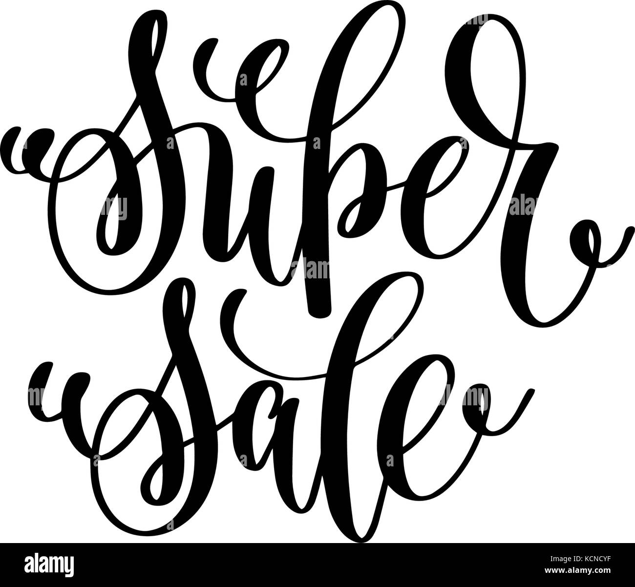 super sale hand lettering inscription, handwritten calligraphic Stock ...