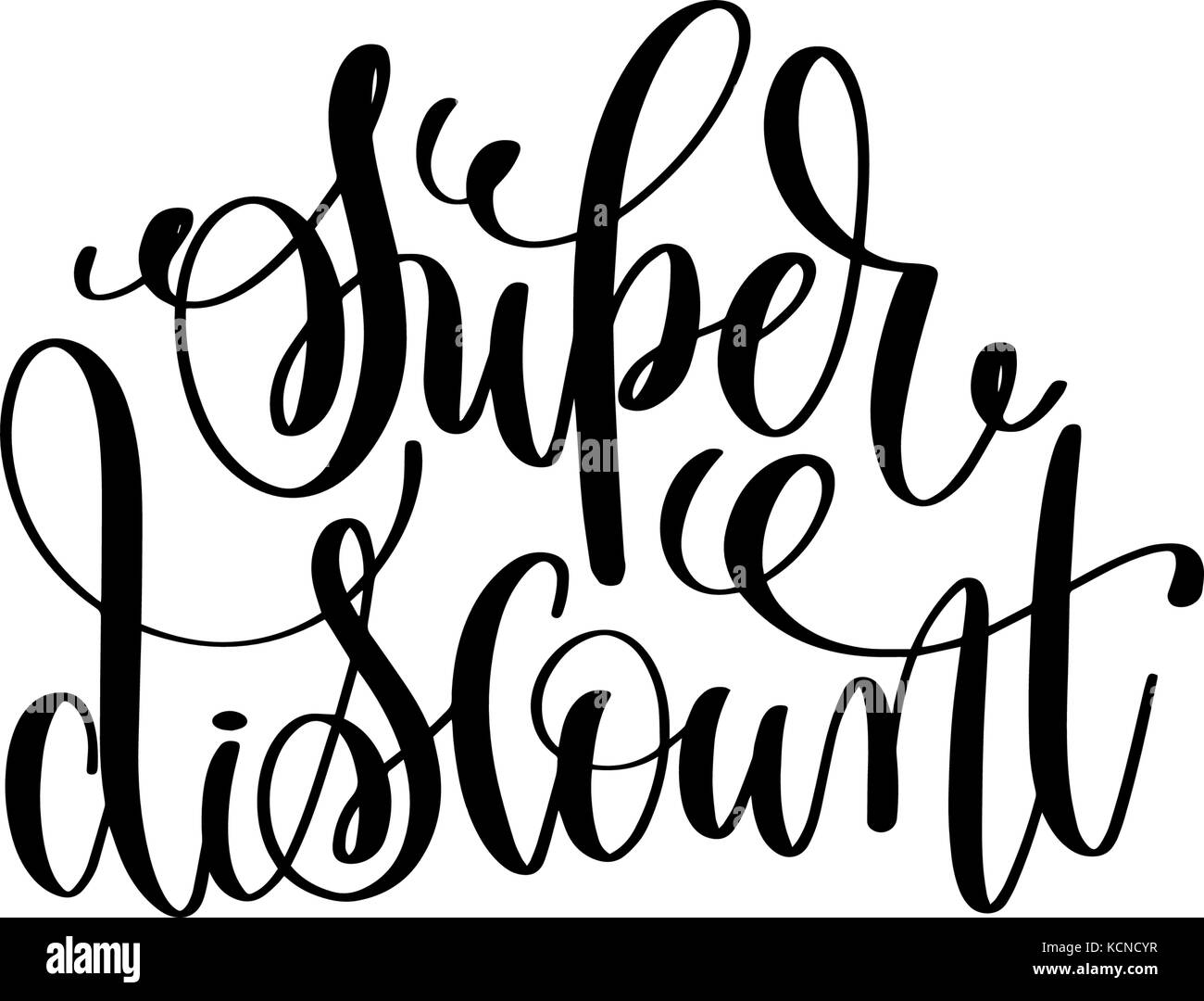 super discount hand lettering, handwritten calligraphic phrase Stock ...