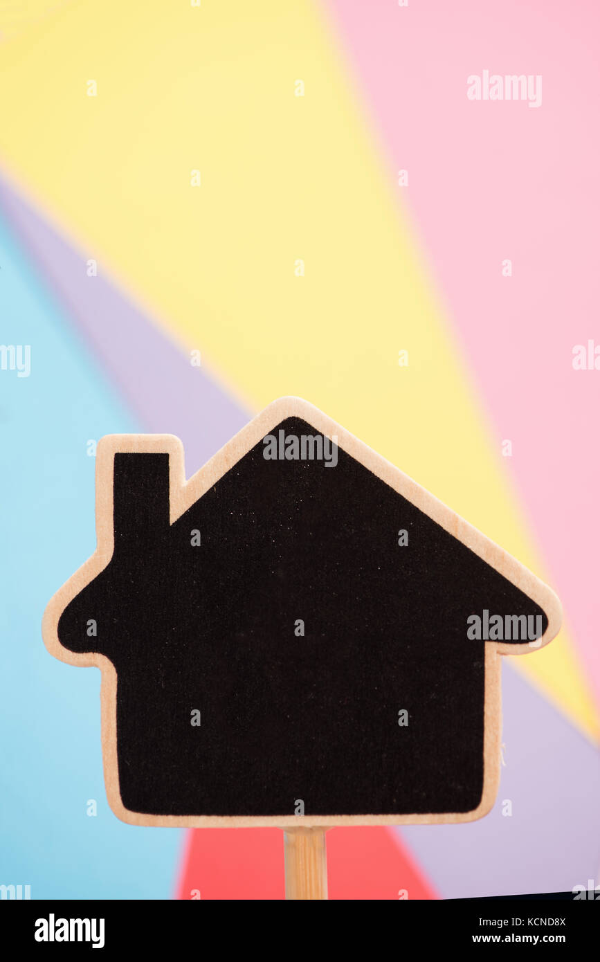 New home concept. Chalk board shaped house Stock Photo - Alamy