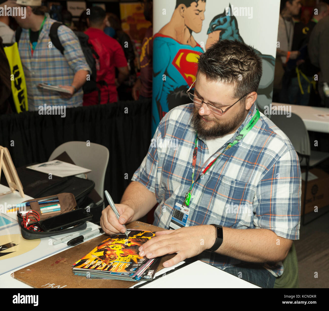 New York, NY - October 5, 2017: Patrick Gleason signs autograph for ...