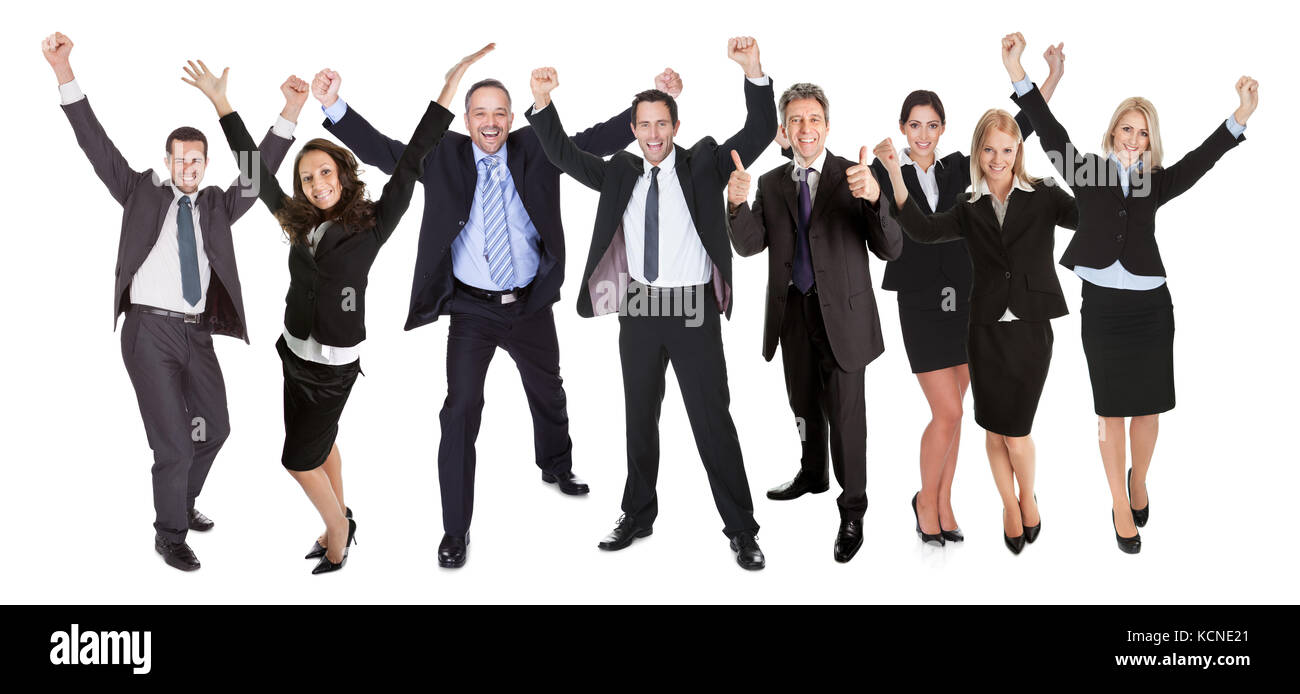 Large group of excited business people. Isolated on white Stock Photo ...