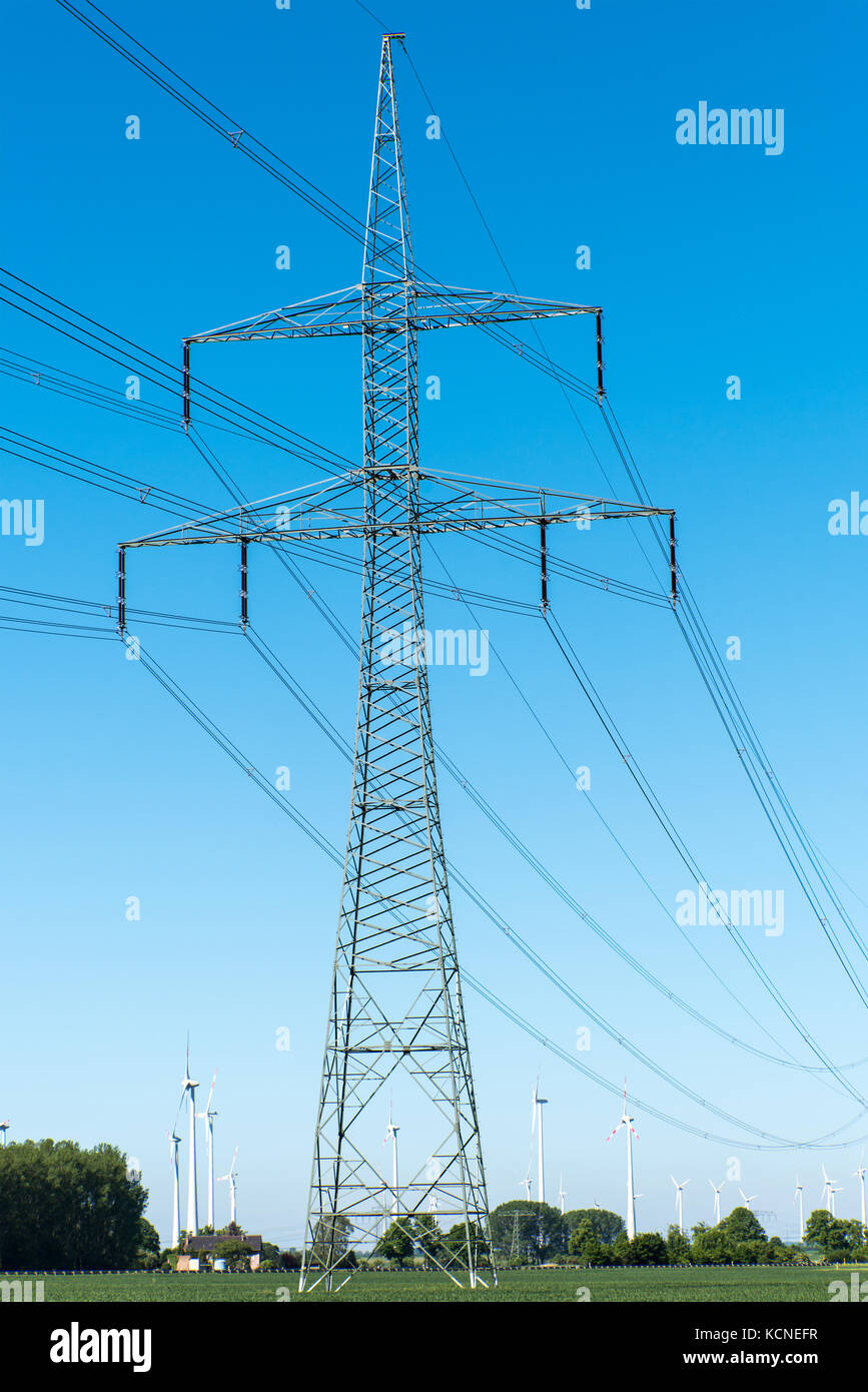 Electric pylons and transmission lines seen in Germany Stock Photo - Alamy