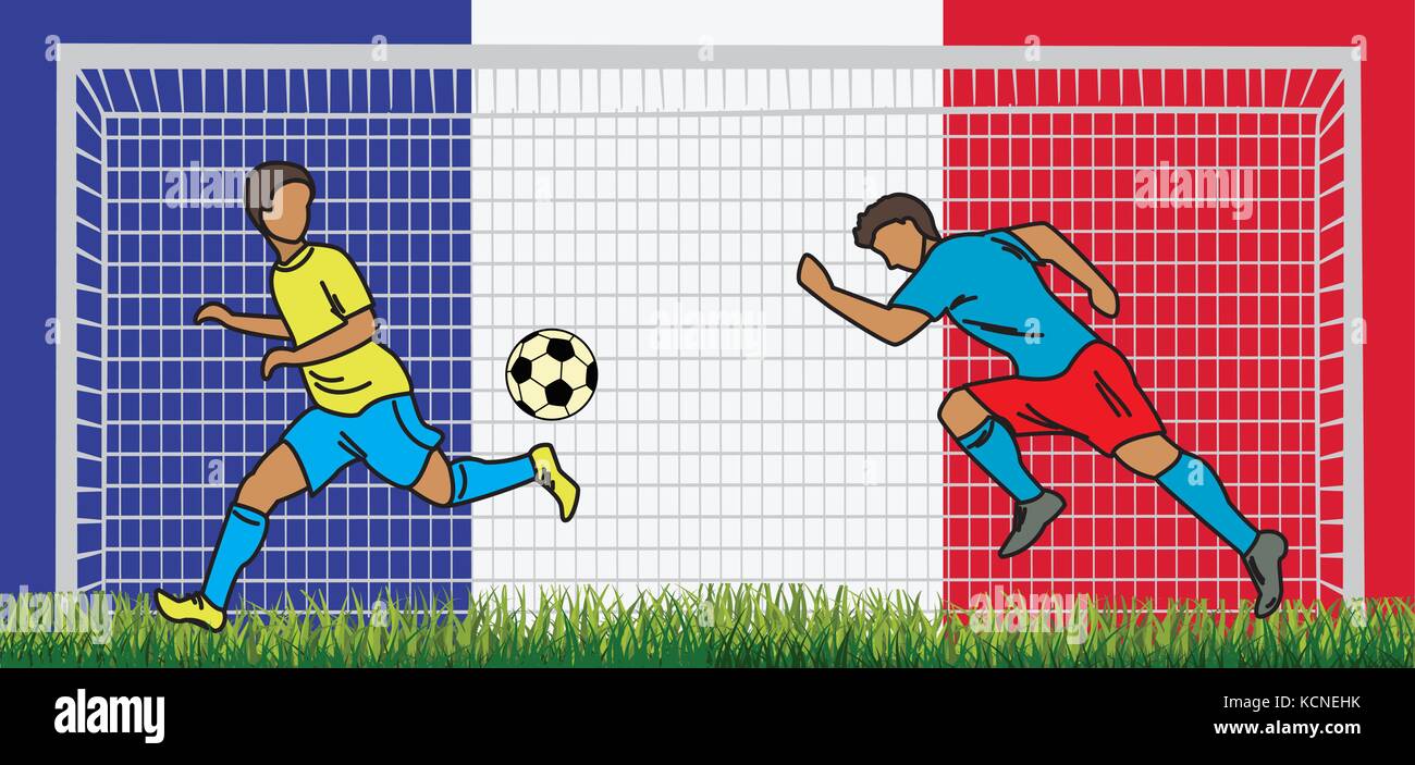 Players in football on the background of the French flag. vector ...