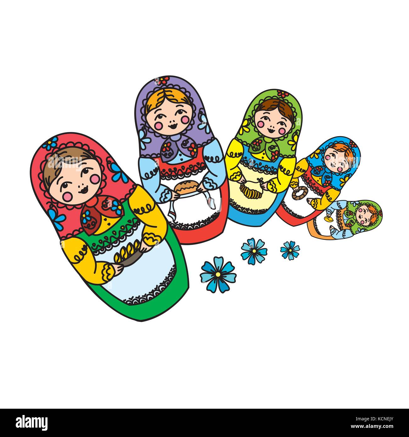 Russian Matrioshka doll,cartoon set vector isolated on white Stock ...