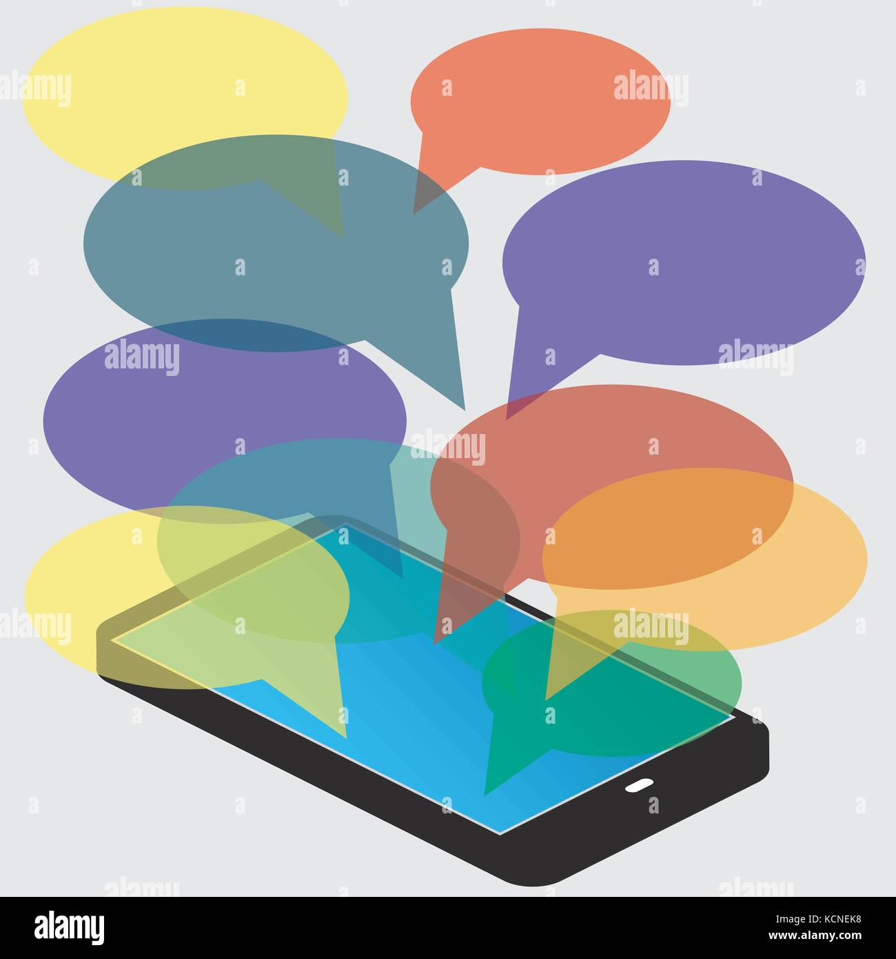 smartphone with blank speech bubbles for text. Text messaging flat ...