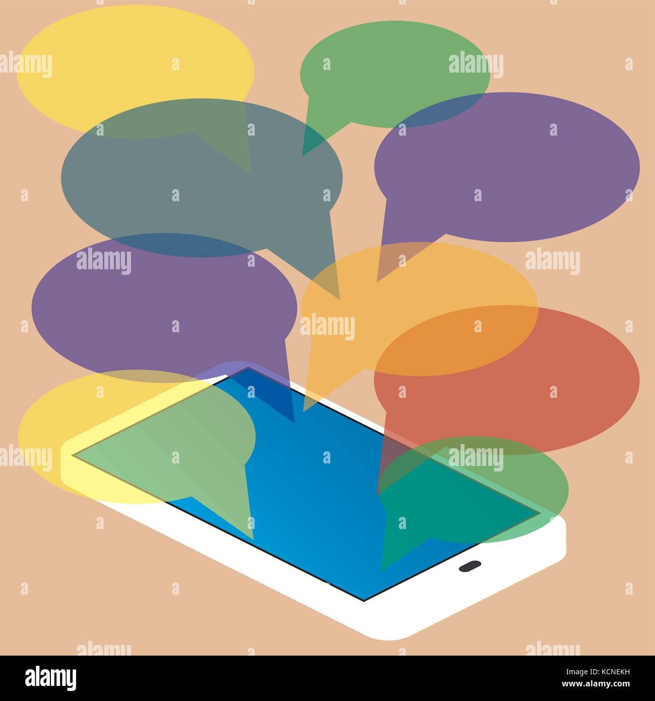 smartphone with blank speech bubbles for text. Text messaging flat ...