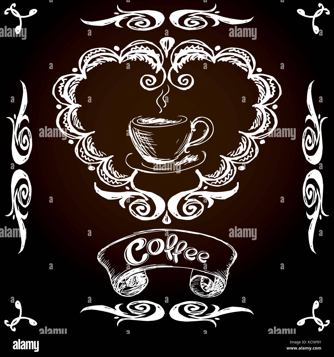 vintage label,coffee and cup, hand drawing Stock Vector Image & Art - Alamy