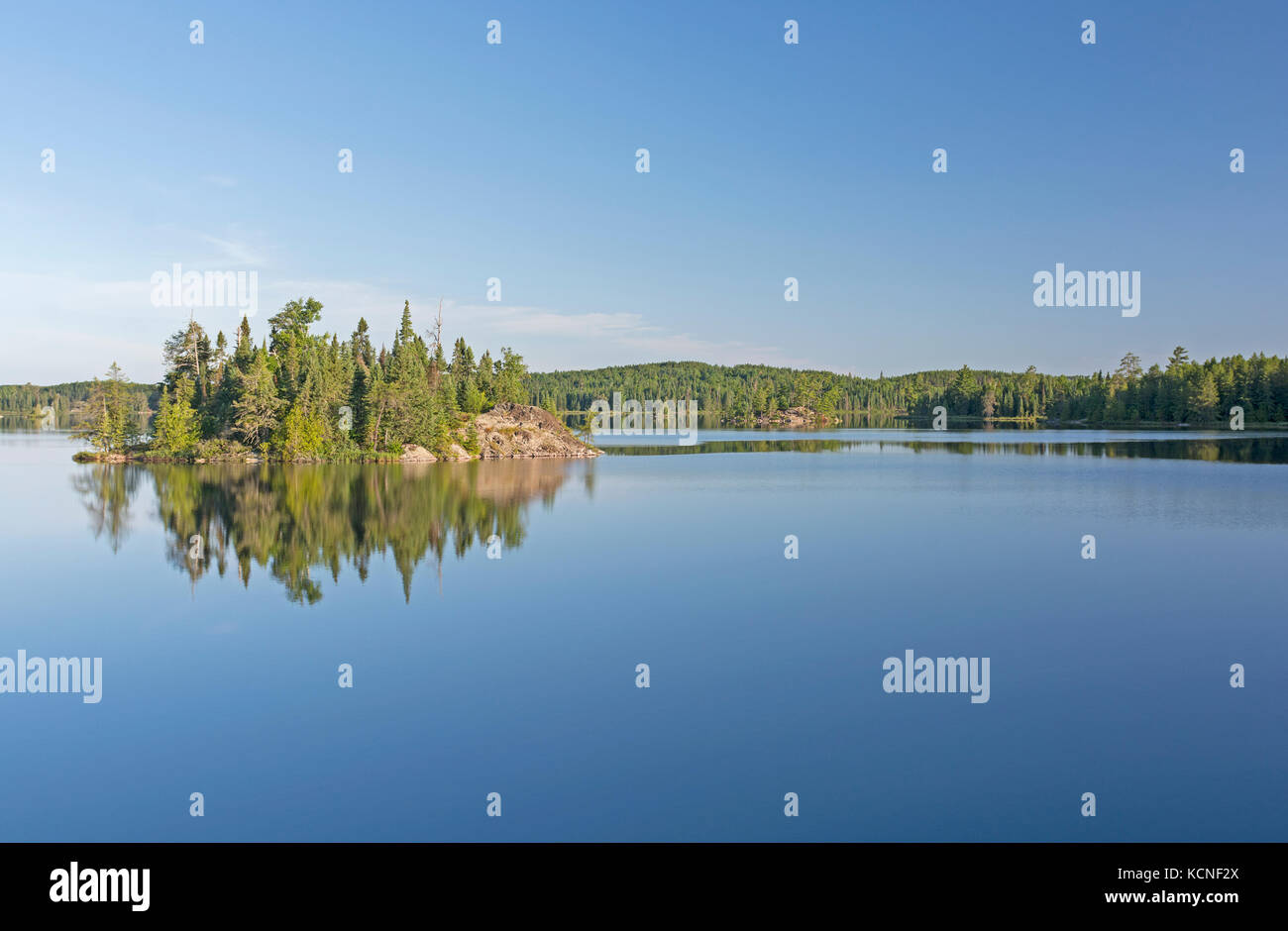 Calm Morning on Saganagons Lake, in the Quetico Stock Photo - Alamy