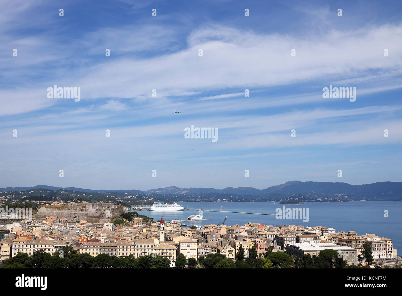 Corfu town and port with cruiser cityscape Stock Photo - Alamy