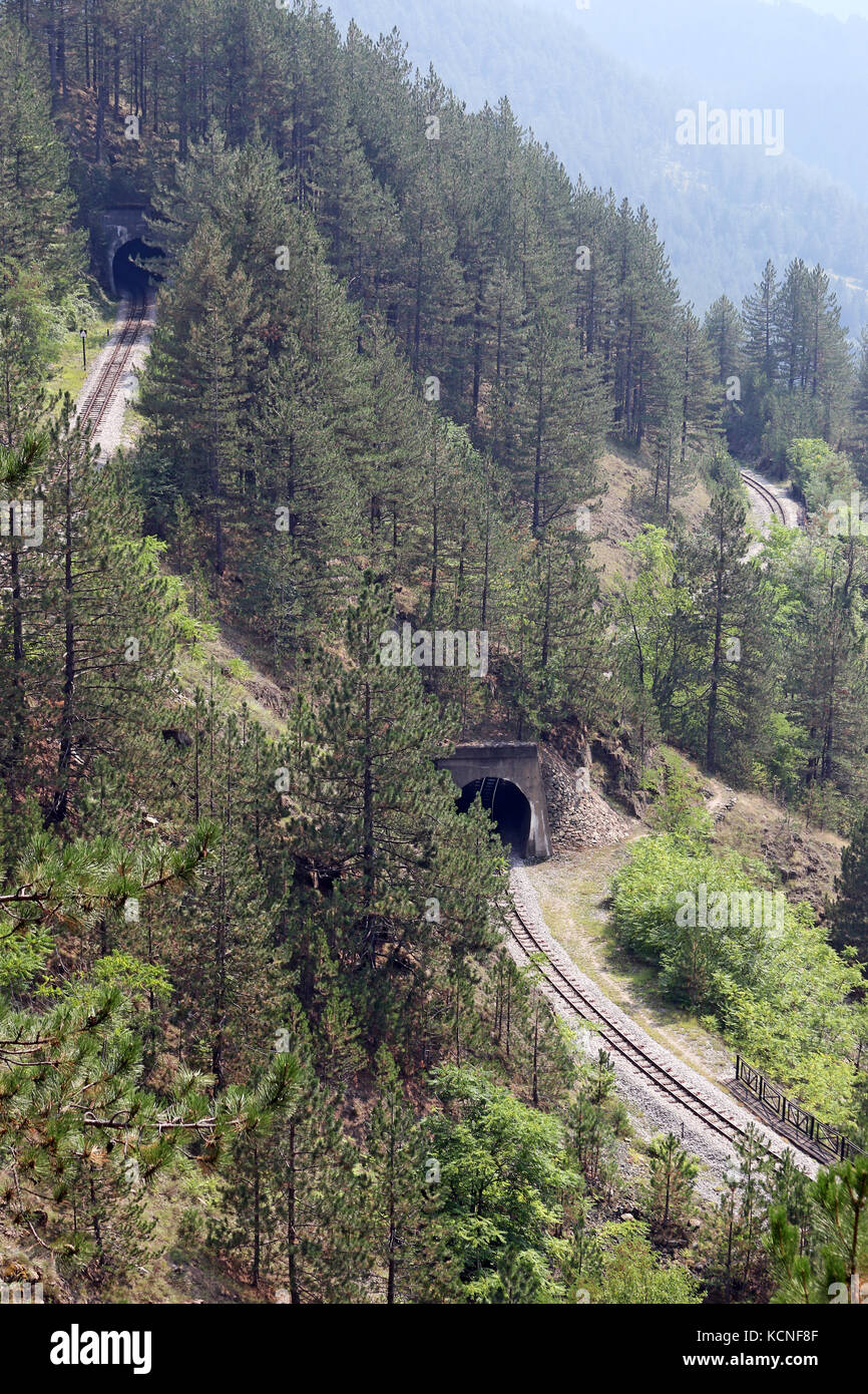 railroad and tunnels on mountain Stock Photo - Alamy