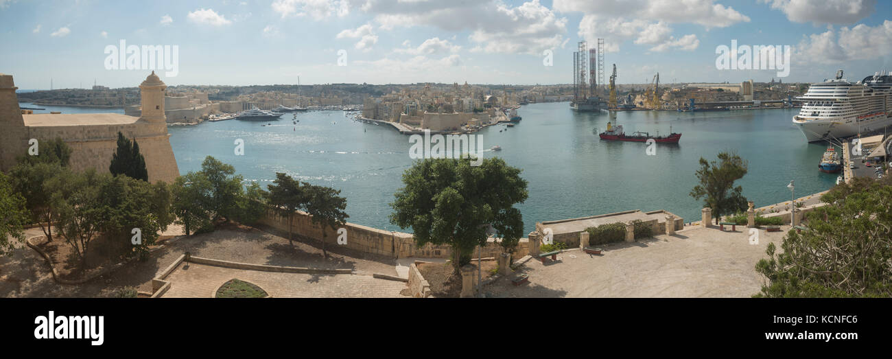 Malta's Grand Harbour seen from Valletta Stock Photo - Alamy