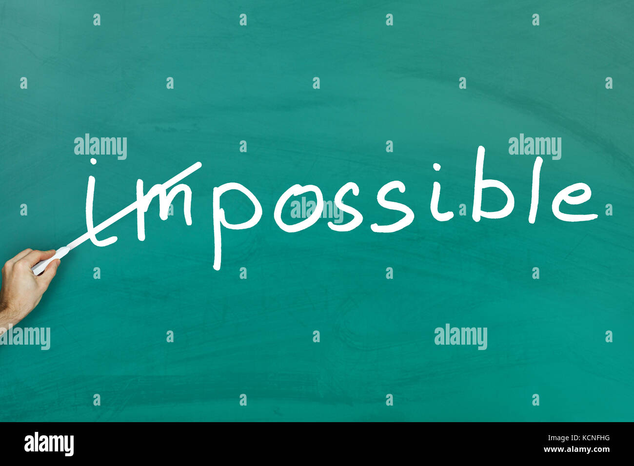 Everything is possible concept on green blackboard Stock Photo - Alamy