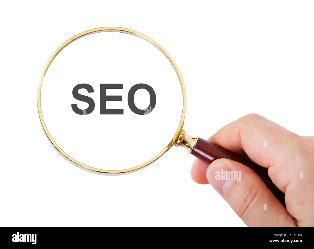 Close-up Of Hand Showing Seo Word Through Magnifying Glass Over White ...