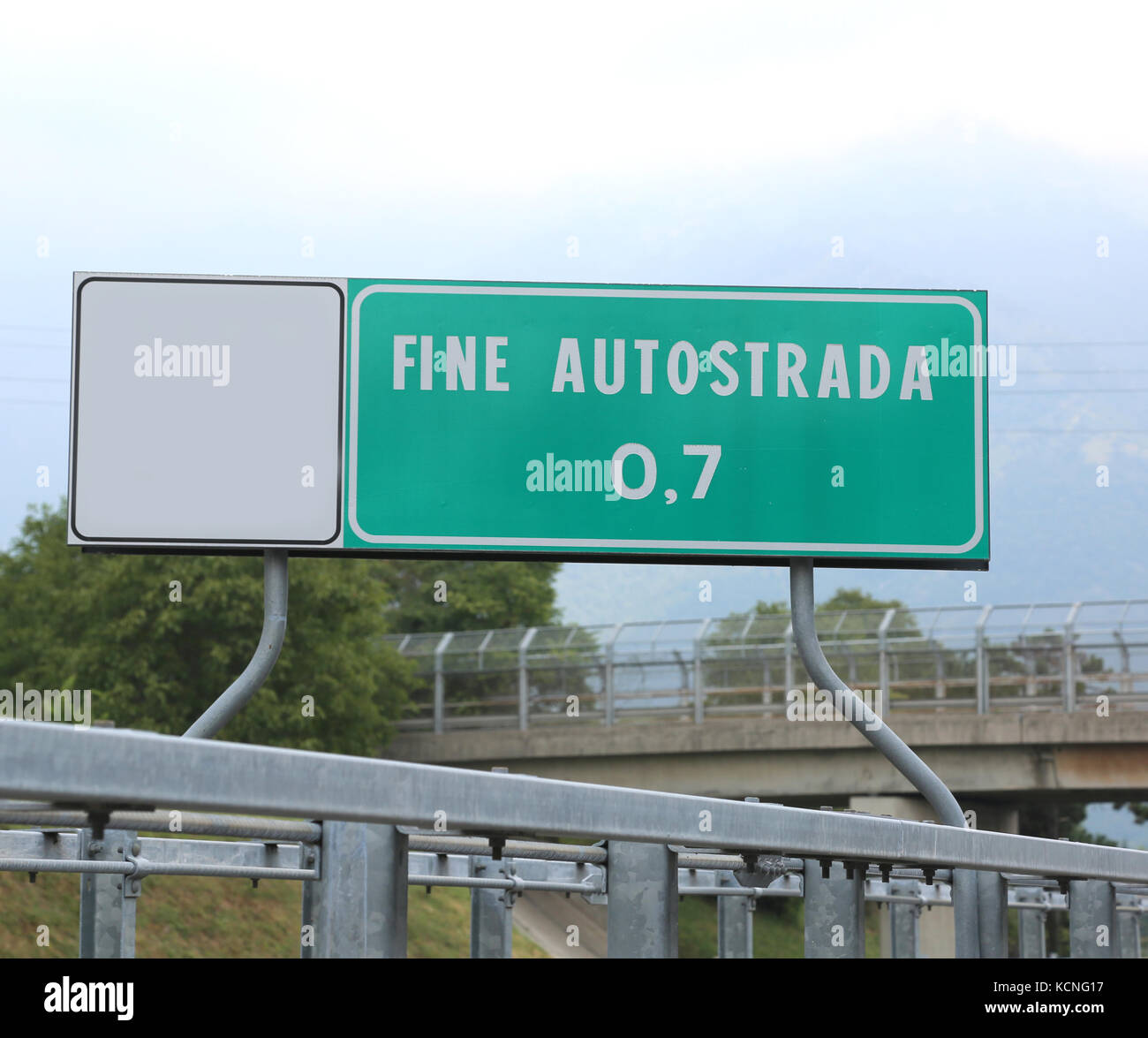 road sign indicating the end of the freeway in italy FINE AUTOSTRADA ...