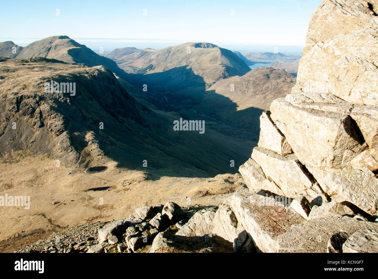 Ennerdale from near summit of Great Gable, Beck Head and Beckhead tarn ...
