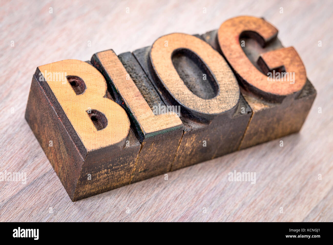 blog word abstract in vintage letterpress printing blocks against ...