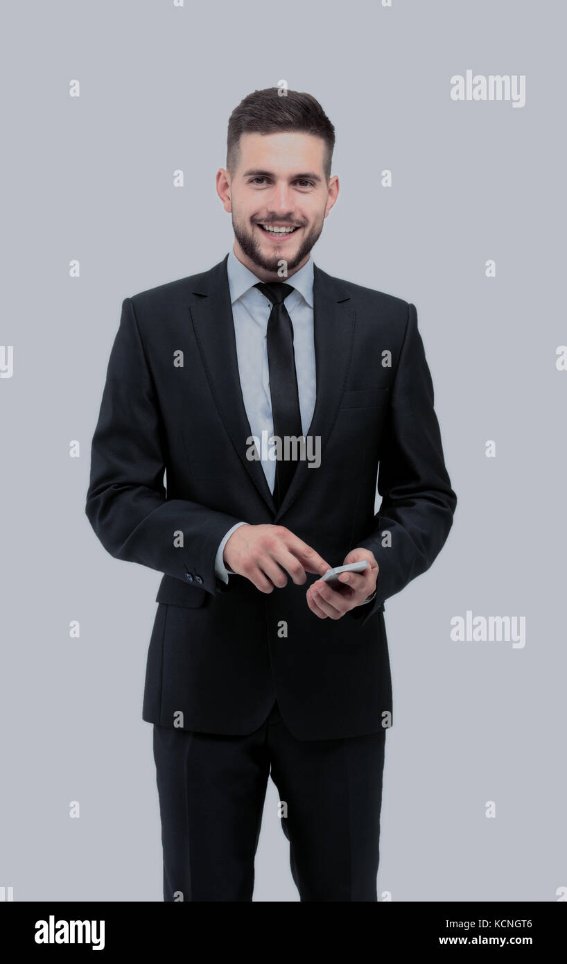 Business man making a phone call with smartphone Stock Photo - Alamy