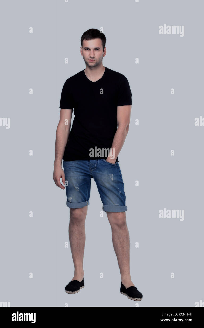 Full body portrait of young man isolated on white background Stock ...