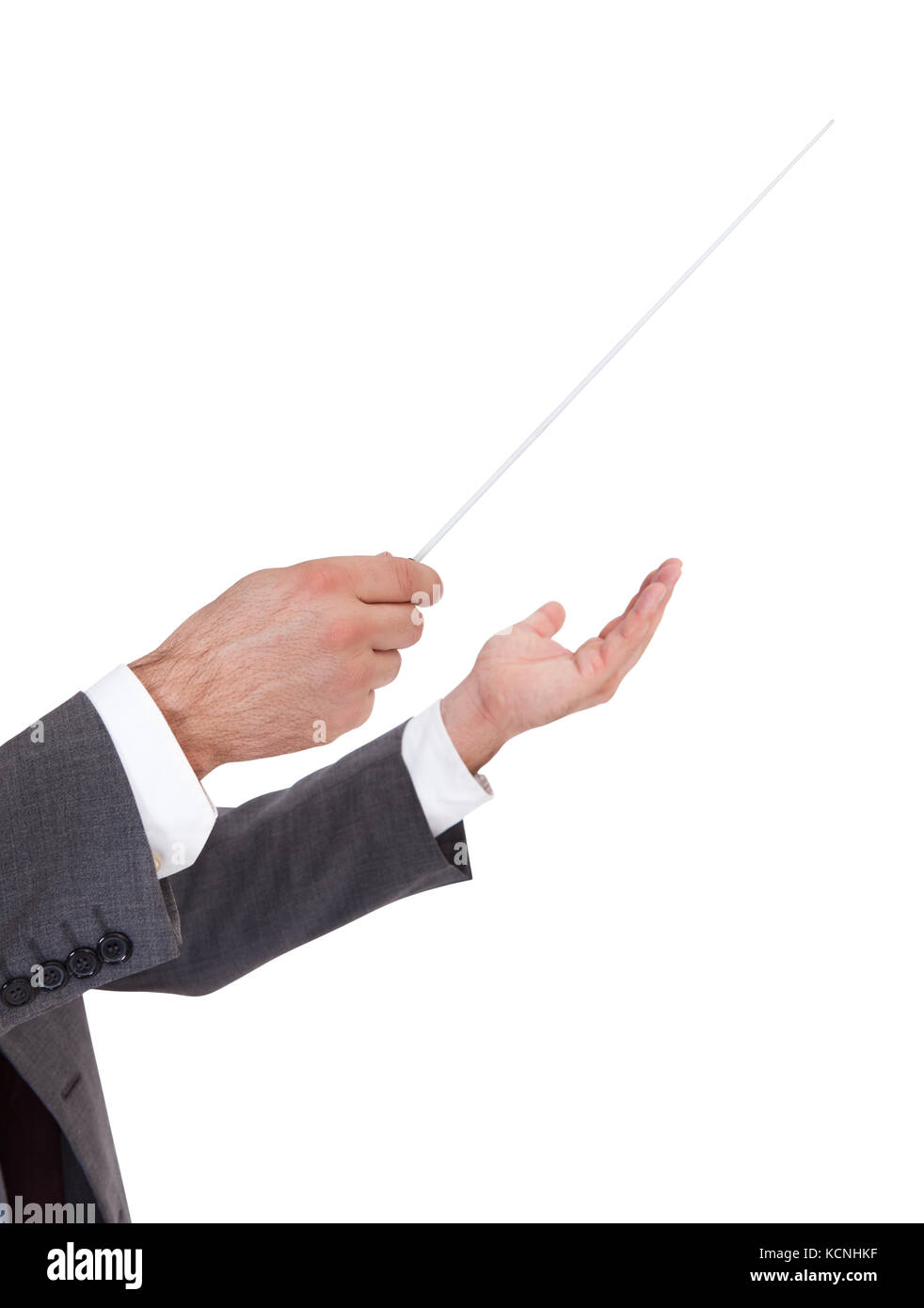 Close-up Of A Person Directing With A Conductor's Baton On Blue ...