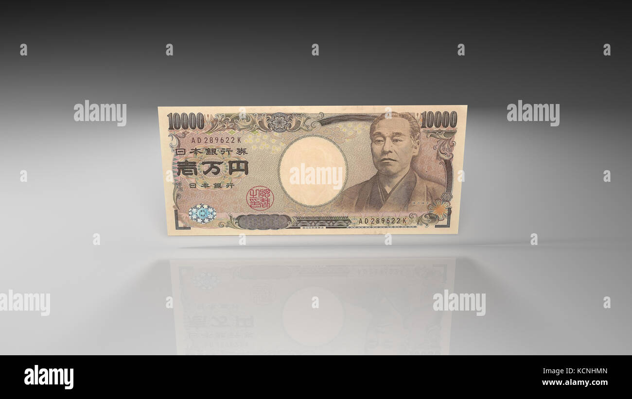 Close up of Japanese yen banknote on a glossy surface Stock Photo - Alamy