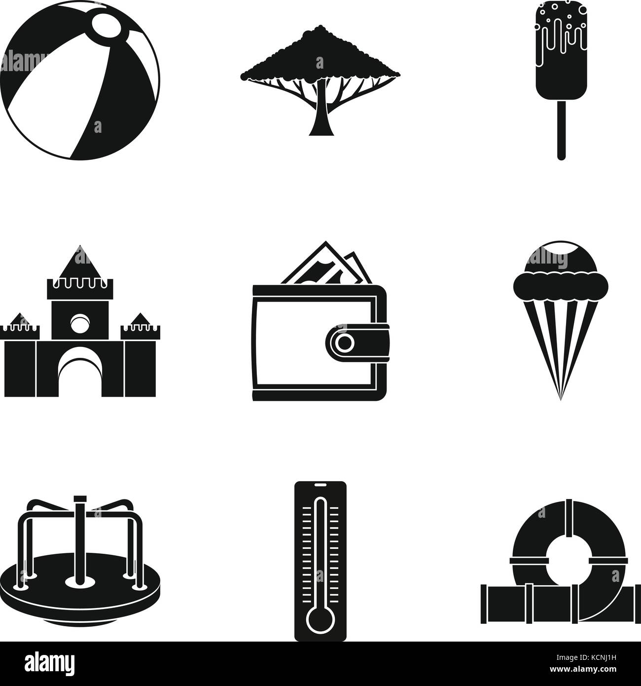 Great amusement park icons set, simple style Stock Vector Image & Art ...