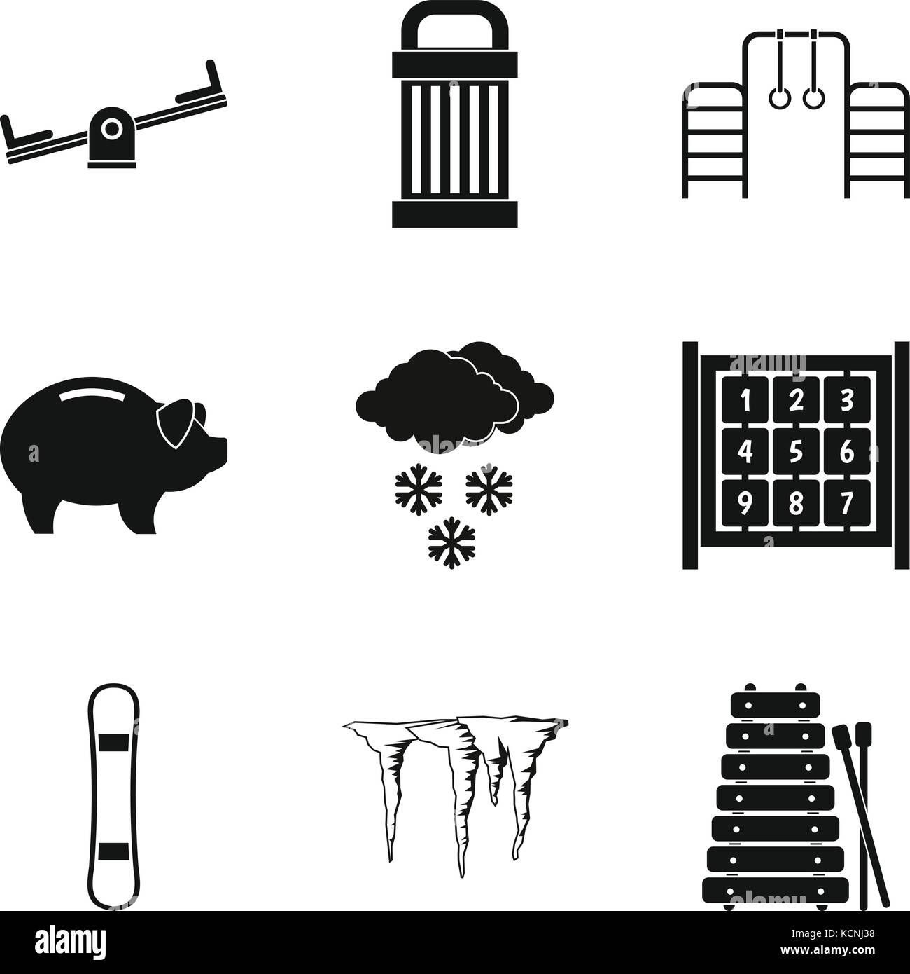 Playing in the street icons set, simple style Stock Vector Image & Art ...