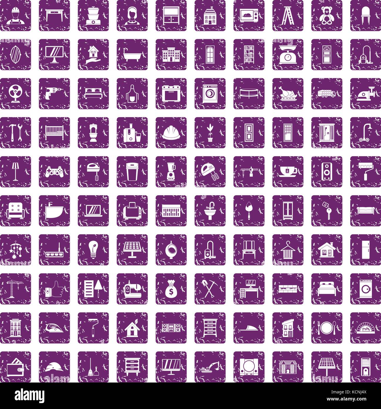 100 comfortable house icons set grunge purple Stock Vector Image & Art ...